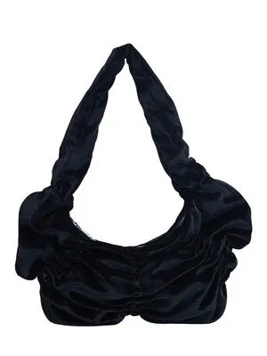 Topshop Ruched Velvet Shoulder Bag - Black