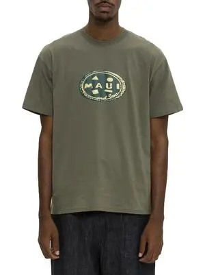 MAUI & SONS Impression Graphic Print Cotton T-shirt - Olive