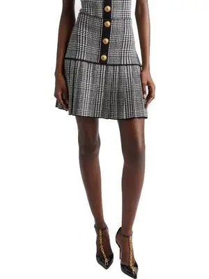 Balmain Prince Of Wales Jacquard Skirt - Black/natural