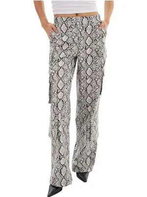 LAMARQUE Faux Leather Cargo Pants - Python Print