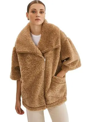 LAMARQUE LAMARQUE Ohanna Faux Fur Coat Caramel