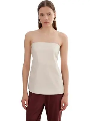 LAMARQUE Katya Faux Leather Strapless Top - Whisper White