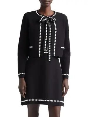 Oscar De La Renta Bubble Trim Cardigan - Black/white