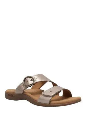TAOS Westside Leather Slide Sandal - Champagne