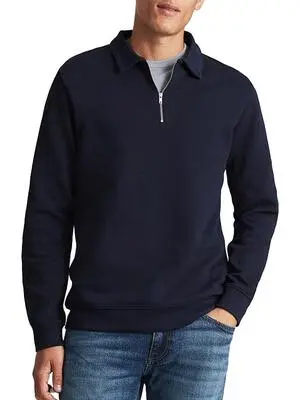 MAVI Relaxed Fit Half-zip Cotton Sweatshirt - Baritone Blue