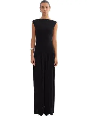 LAMARQUE Hanna Knit Drop Waist Maxi Dress - Black