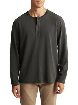 MAVI Long Sleeve Cotton Blend Henley - Pirate Black