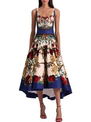 Alice + Olivia Diana Print High-low Midi Dress - Gilded Rose