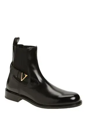 Versace Vlogo Chelsea Boot - Black-versace Gold