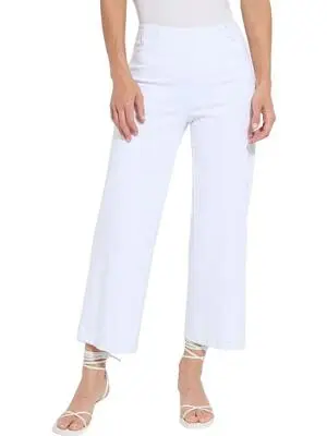 Lyssé Layton Pull-on High-waist Crop Wide-leg Knit Jeans - White