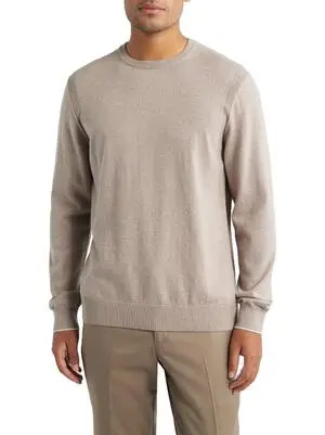 JACK VICTOR Grassi Cotton & Cashmere Crewneck Sweater - Khaki