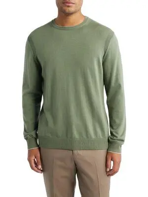JACK VICTOR Grassi Cotton & Cashmere Crewneck Sweater - Sage