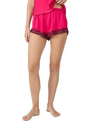 ETAM Attitude Lace Trim Satin Shorts - Petunia