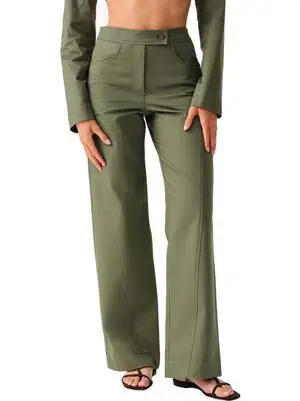 LEMAN MERCER Sloane Wide-leg Cotton Twill Pants - Green