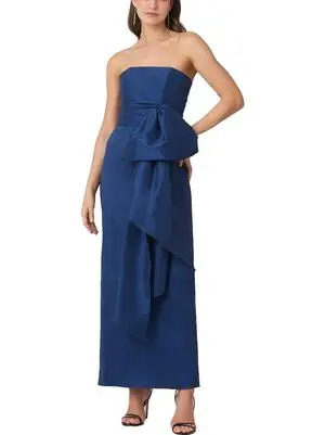 SHOSHANNA MIDNIGHT Midnight Hope Texture Taffeta Dress - Navy