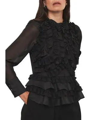 Mint Velvet Ruffle Detail Blouse - Black