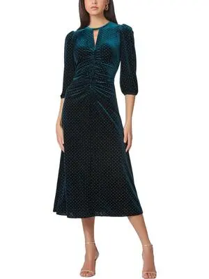 Shoshanna Luna Studded Velvet Dress - Emerald