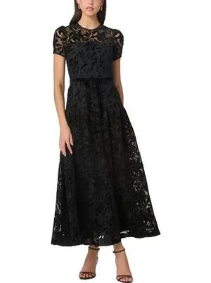 Shoshanna Farah Velvet Lace Dress - Jet