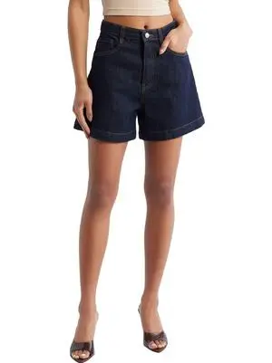 Princess Polly High-waist Denim Shorts - Dark Denim