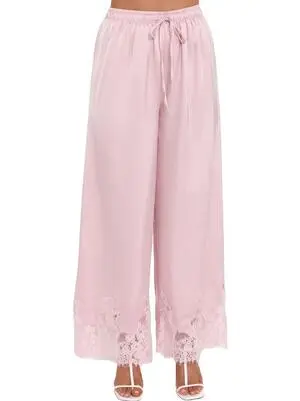PETAL & PUP Viola Drawstring Waist Wide Leg Pants - Pale Pink