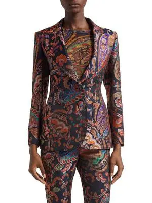 Etro Paisley Brocade Jacket - Multicolour On Blue Base