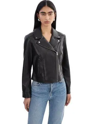 LAMARQUE Klea Recycled Leather Biker Jacket - Black