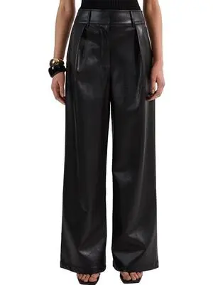 KAREN MILLEN Faux Leather Wide-Leg Pants