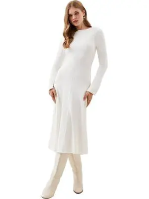 KAREN MILLEN Karen Millen Knit Wool Look Full Skirt Midi Dress