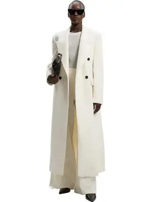 Karen Millen Brushed Wool Double-breasted Maxi Coat - Ivory