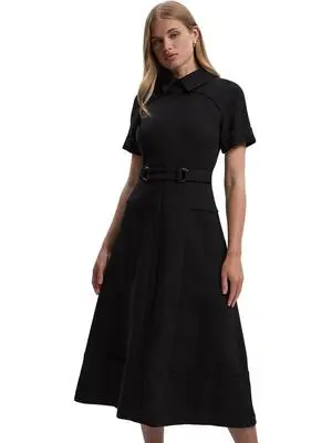 Karen Millen Stretch Tab Detail Full Midi Dress - Black