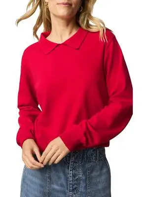 Splendid Phoebe Polo Sweater - Rouge Red