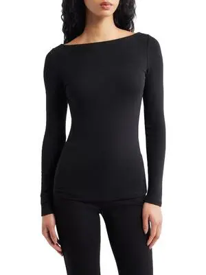 ARTLESS FOREVER Lane Boat Neck Top Black