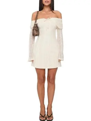 Princess Polly Colettie Off-the-shoulder Mini Dress - Cream