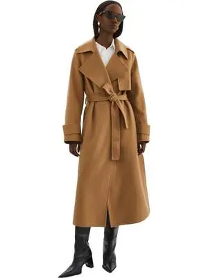 LAMARQUE Margaret Wool Trench Coat - Camel