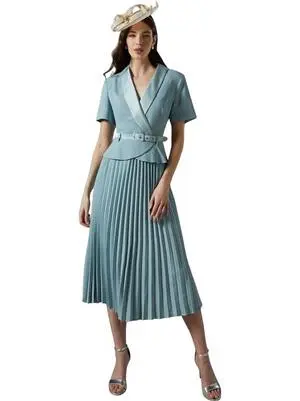 Coast 2-in-1 Pleated Skirt Midi Dress - Mint