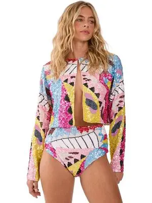 Nasty Gal Abstract Embellished Cropped Jacket - Multi