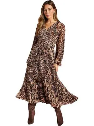 Coast Long Sleeve Chiffon Wrap Midi Dress - Animal