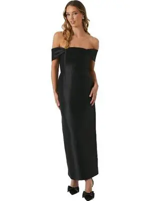 Coast Coast Twill Bardot Off The Shoulder Dress Black