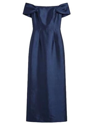 Coast Coast Twill Bardot Off The Shoulder Dress Navy