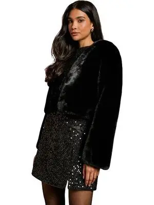 Coast Edge To Edge Faux Fur Coat - Black
