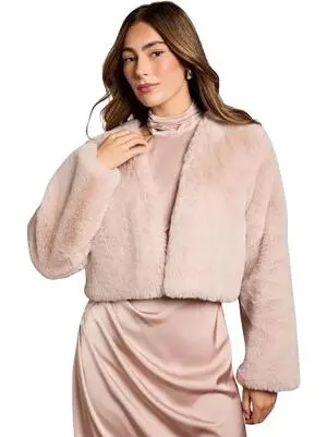 Coast Edge To Edge Faux Fur Coat - Blush