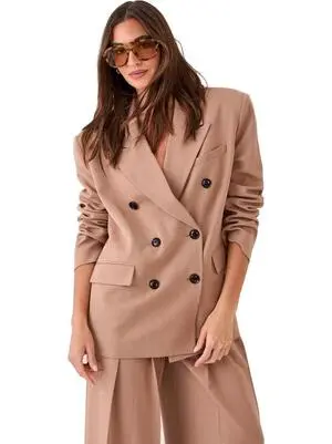 Nasty Gal Double Breasted Oversized Blazer - Taupe
