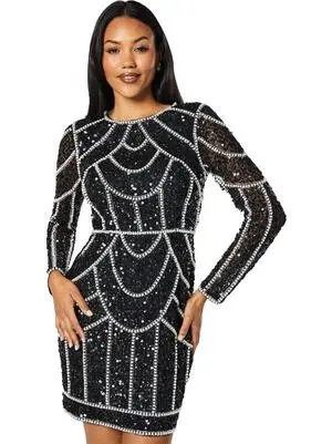 Coast Long Sleeve Sequin Mini Dress - Black