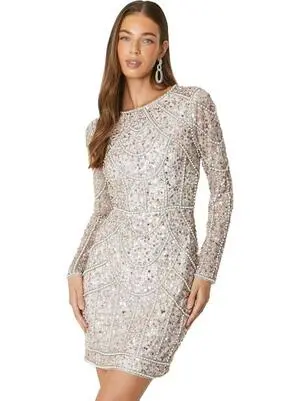 Coast Long Sleeve Sequin Mini Dress - Blush