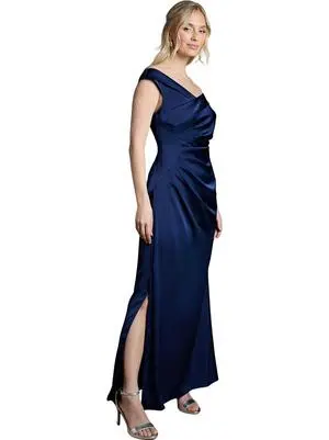 Coast Satin Bardot Maxi Dress - Navy