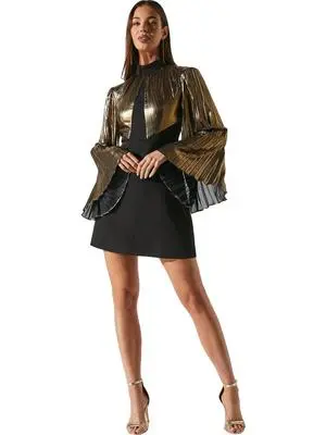 Coast Metallic Long Sleeve Mini Dress - Dark Bronze