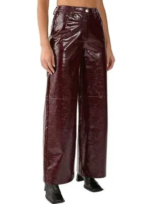 Nasty Gal High-shine Faux Leather Slouch Pants - Burgundy