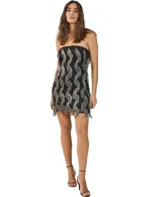 Nasty Gal Tassel Embellished Bandeau Mini Dress - Black