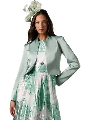 Coast Cropped Satin Jacket - Sage