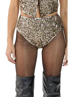 Nasty Gal Cluster Hand Embellished Booty Shorts - Gold
